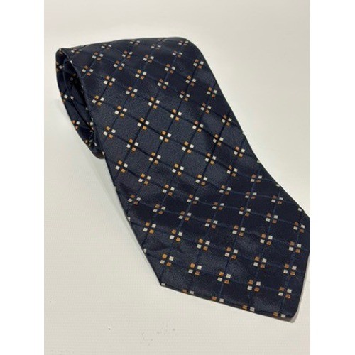 Angelos Italian Luxury Silk Tie Necktie Navy Blue Gold White Diamond | eBay