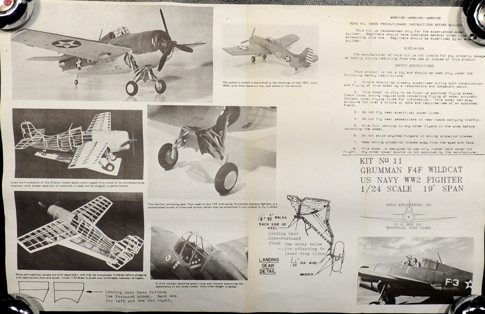 DIELS ENGINEERING Grumman F4F Wildcat Balsa Model Airplane Kit #11 | eBay