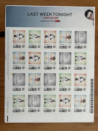 Last Week Tonight with John Oliver USPS Stamps, Sheet of 20 ...
