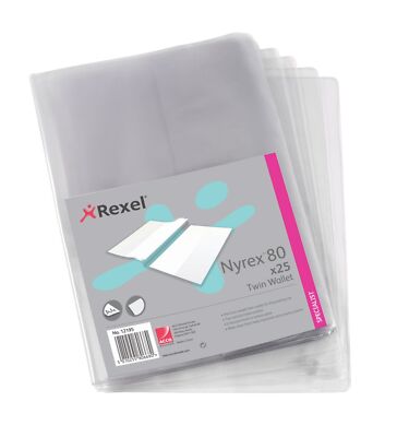 Rexel Nyrex Twin Wallet Clear 12195 Pack of 25 | eBay UK