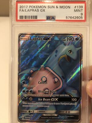 Lapras GX 139/149 Sun & Moon Base Set Full Art Holo Pokemon - PSA 9 ...