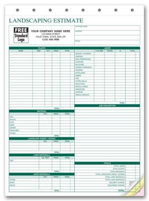 100 Landscaping Estimate Forms - 3 Part Carbonless Nebs/Deluxe No. 6571 ...