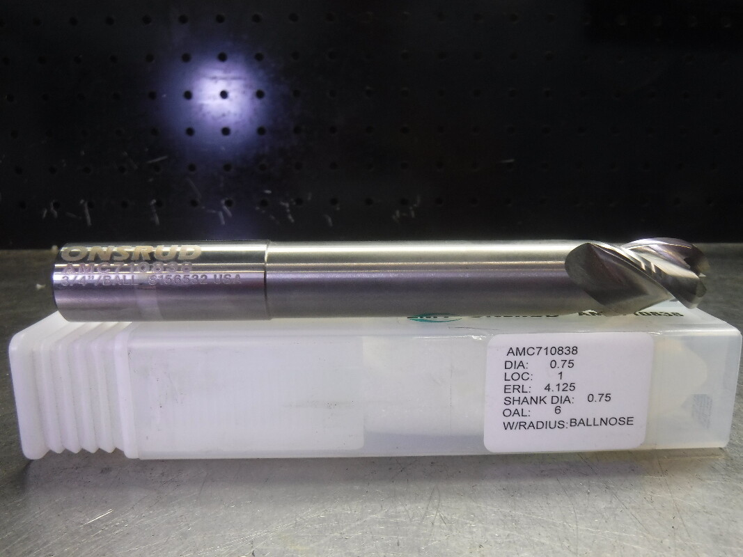 LMT ONSRUD 3/4" Solid Carbide Ball Nose Endmill 3 Flute AMC710838 ...