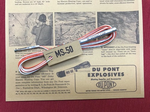 Dupont inert blasting cap with vintage Dupont cap advertisement repro ...