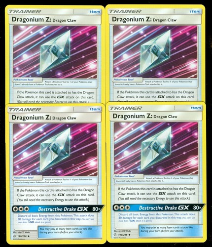 Pokemon DRAGONIUM Z: DRAGON CLAW 190/236 Cosmic Eclipse - - MINT 4X | eBay