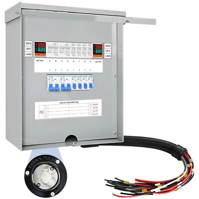 30 Amp Generator Transfer Switch Kit, 8 Circuit, 7500W with L14-30P ...