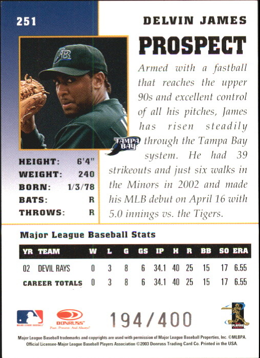 2003 Donruss Champions Autograph #251 Delvin James Auto /400 - NM-MT | eBay