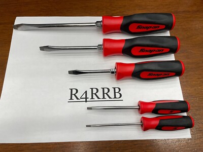 Snap-on Tools USA NEW 5pc RED Soft Grip Flat Head Screwdriver Set ...