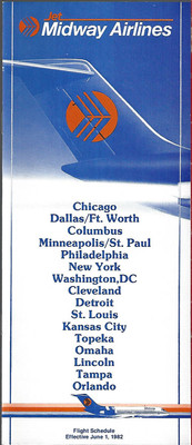 Midway Airlines system timetable 6/1/82 [6105] Buy 4+ save 25% | eBay