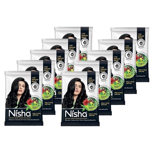 Nisha Natural Colour Hair Henna Powder (Black, 10 gm) - Pack of 10 | eBay