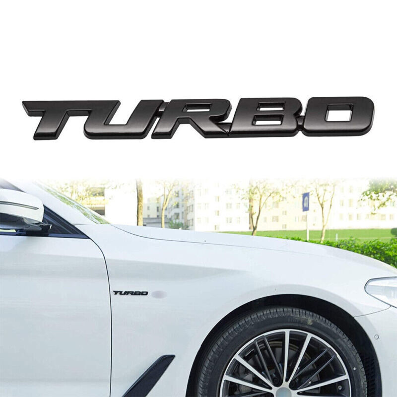 3D Black Metal TURBO Logo Car Sticker Emblem Badge Decal Decor Car ...