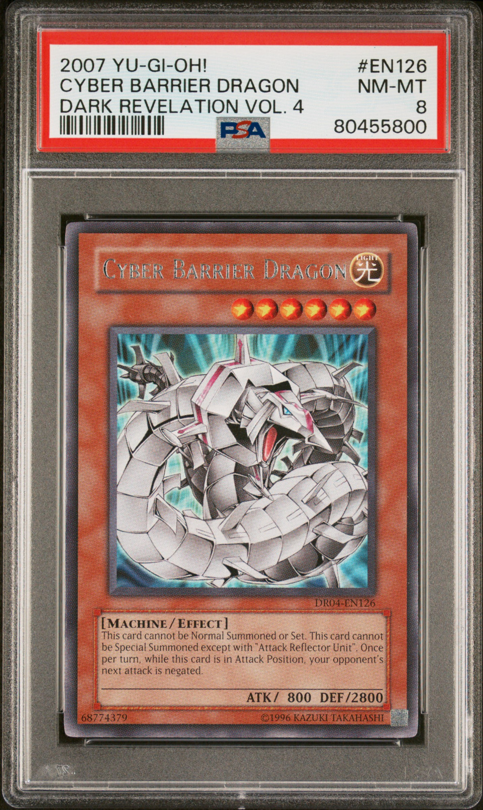 2007 YUGIOH DR04-EN126 CYBER BARRIER DRAGON RARE PSA 8 NM-MT #80455800 ...