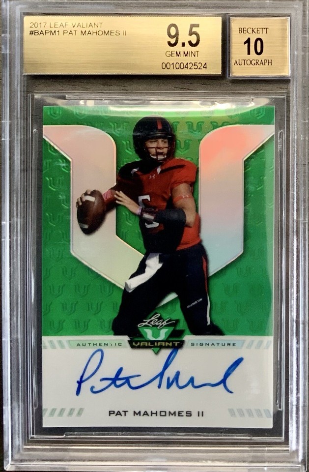 Patrick Mahomes 2017 Leaf Valiant /50 RC ROOKIE BGS 9.5 GEM MINT 10 ...