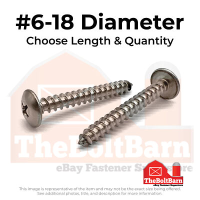 #6 316 Stainless Phil Truss Type A Self Tapping Screws (Pick Length ...