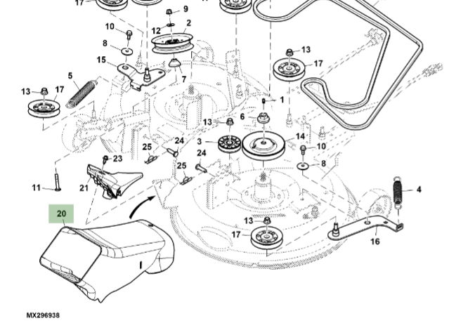 Genuine John Deere X350R Ride On Mower Deck Rear Discharge Chute ...