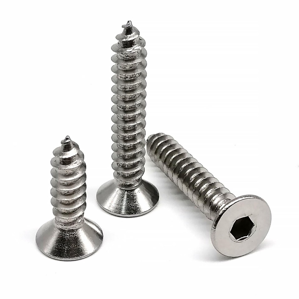 M2-M6 SUS304 Allen Hex Socket Flat Countersunk Head Self Tapping Wood ...