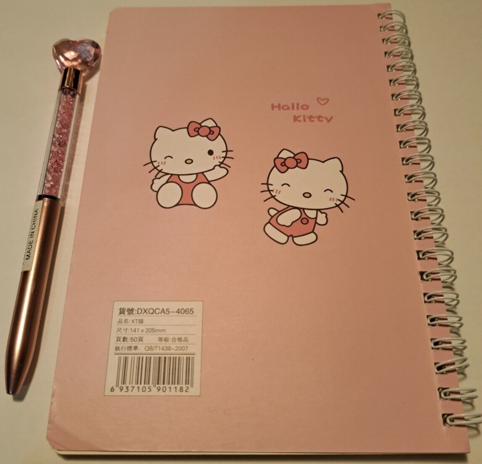 Hello Kitty Cute Spiral Notebook with Crystal Heart Pen DXQCA5-4065 (03 ...