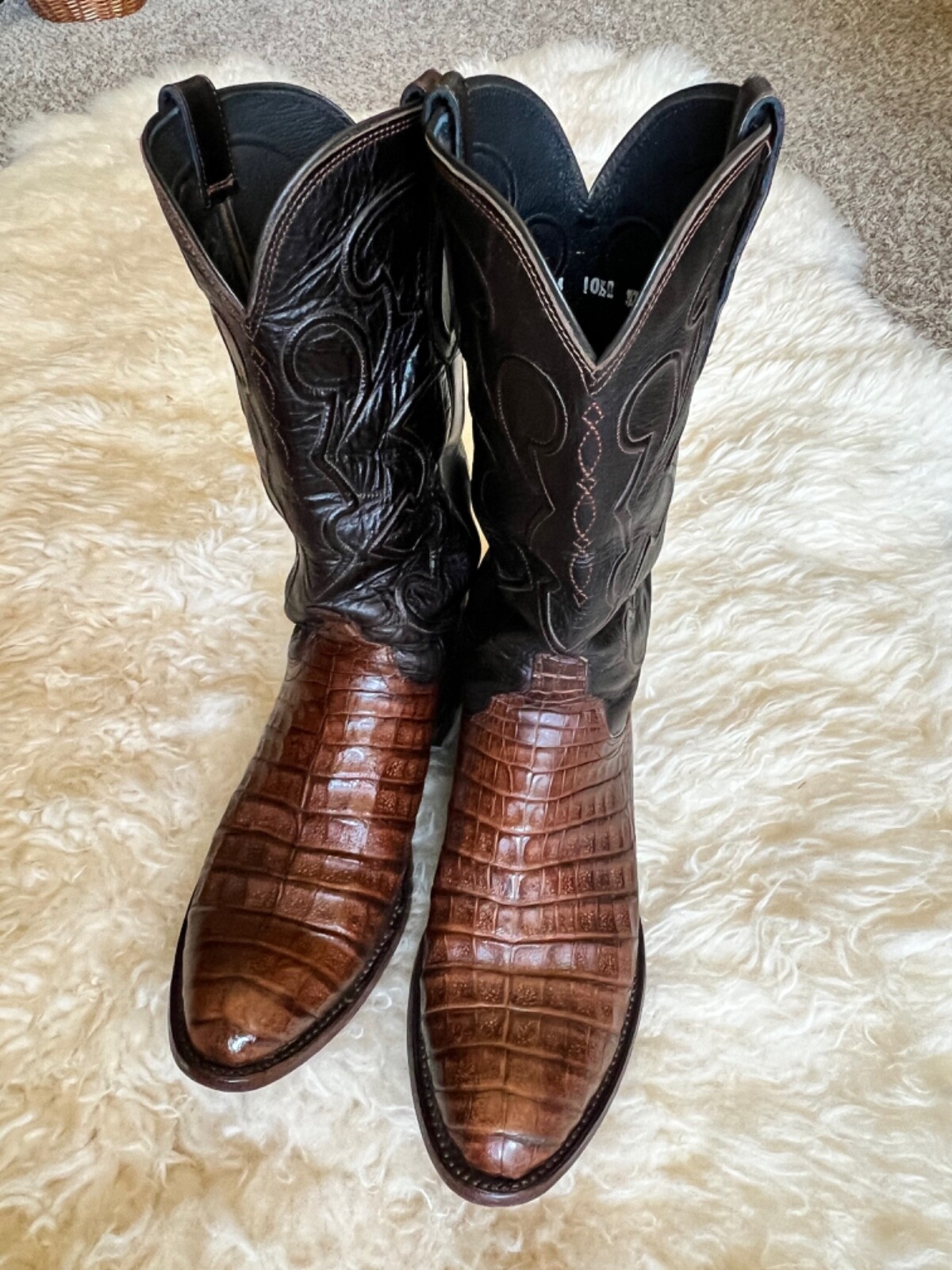 Vintage LUCCHESE Genuine Caiman Rare Cowboy boots men… - Gem