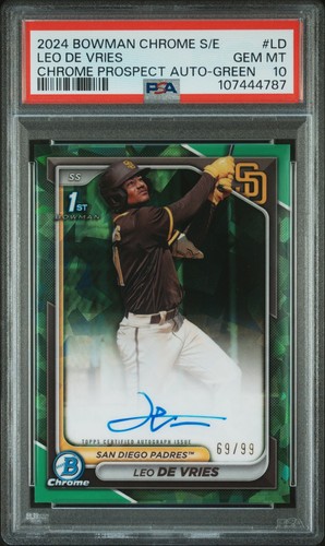2024 BOWMAN CHROME SAPPHIRE ED PROSPECTS AUTOS GREEN LEO DE VRIES 69/99 ...