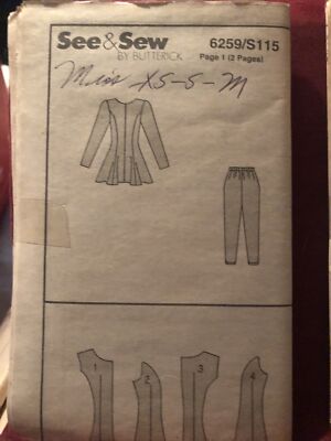 Butterick See&Sew 6259 misses' top and leggings pattern size 6-14 uncut ...
