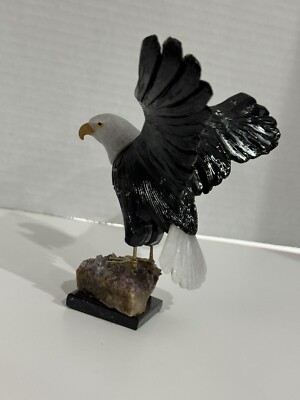 Unique Bald Eagle Natural Stone - Carved Bird - On Gem - Hand Made ...