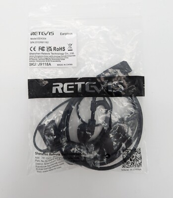 Retevis EEK004 2-Pin Ear hook Earpiece - Collar Clip & PTT Button ...