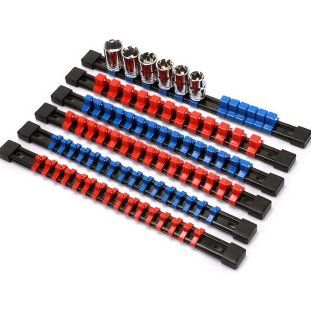 6x Socket Organizer Mountable Sliding Holder Rail Rack Tool Storage 1/4 ...