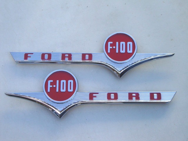 1956 56 Ford Truck Hood Chrome F100 Emblem Pair for sale online | eBay