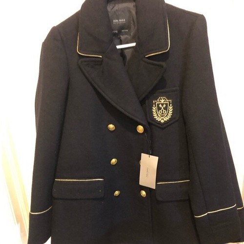 NWT ZARA NAVY BLUE NAUTICAL BREASTED COAT WOOL JACKET 7901/237 XS | eBay