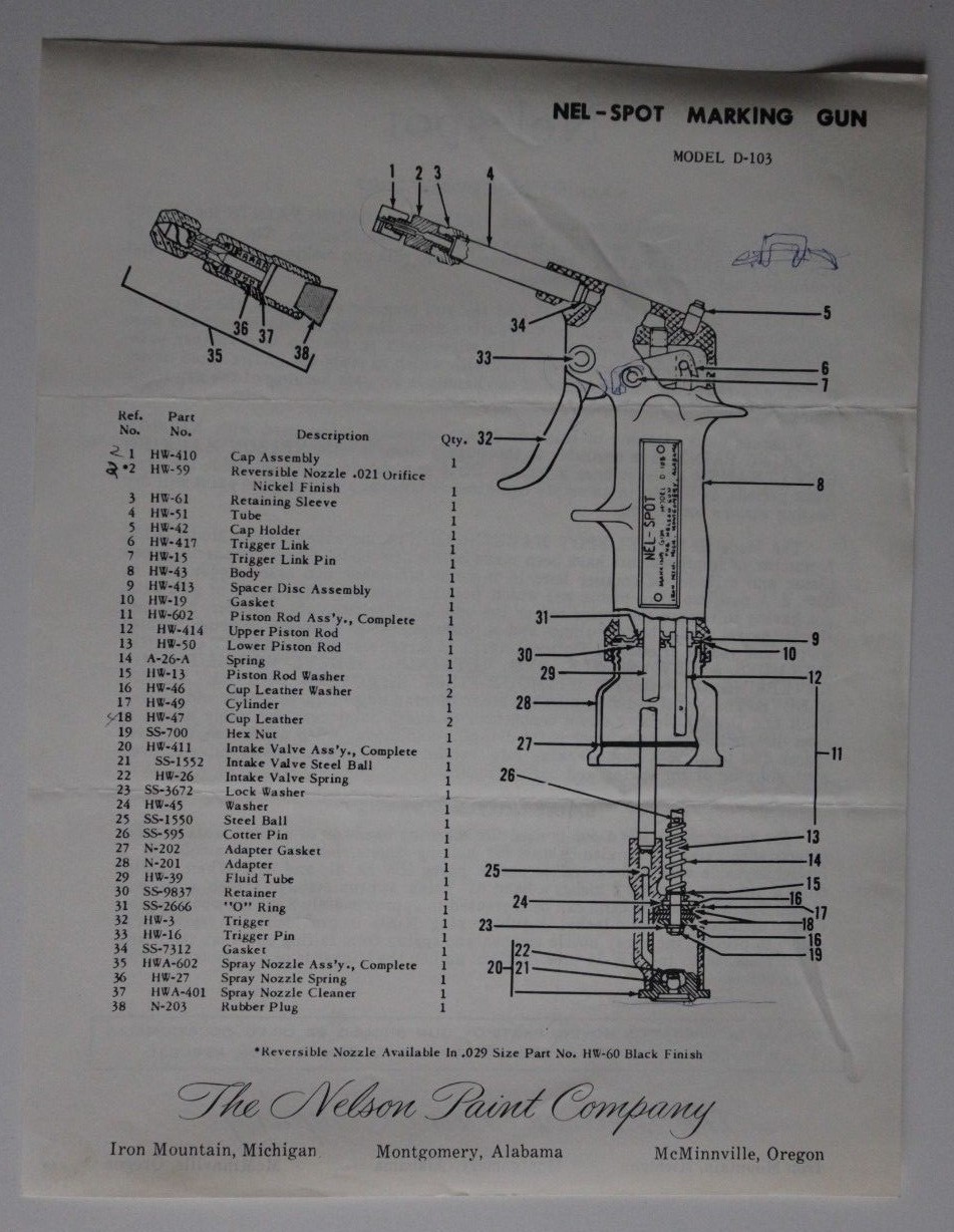 NELSON Paint Company Nel-Spot Marking Gun brochure - 1960s ...