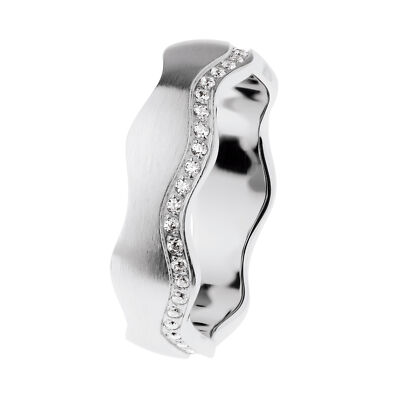 Ernstes Design Ring R556 Evia Stainless Steel Matte Zirconia 6 MM Front ...