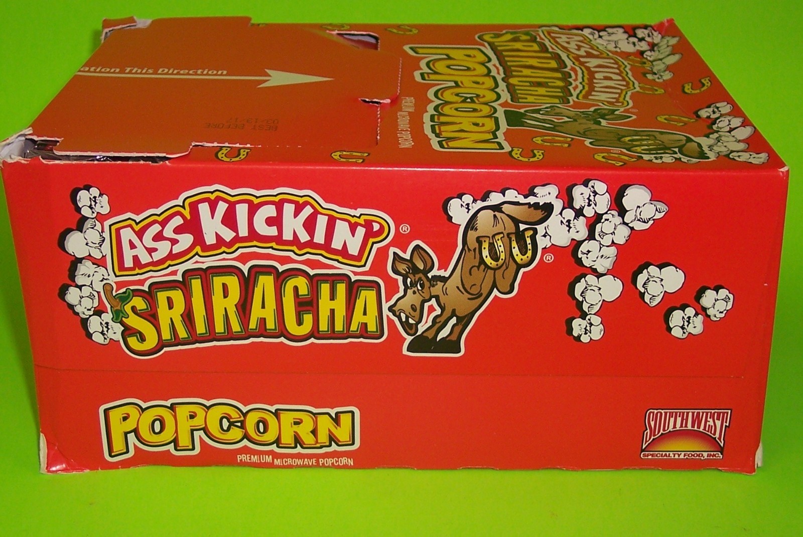 ASS KICKIN' SRIRACHA POPCORN,12 PACK, 3.5 OZ. BAGS,SNACK WITH A KICK ...