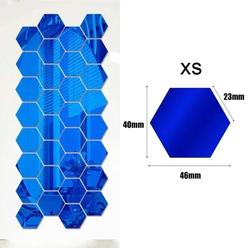 1/100X Hexagon Mirror Stickers Self-Adhesive Mini Mirror Solid Paster ...