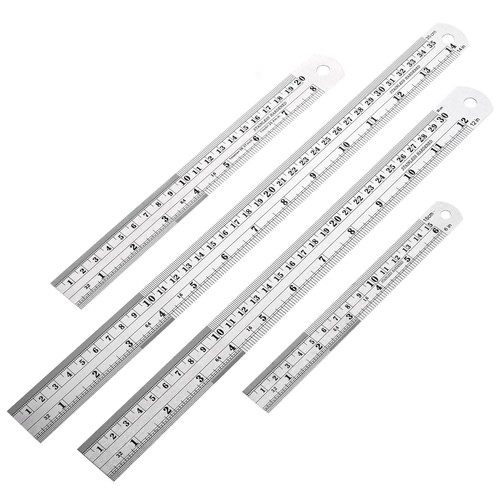 Metal Rulers, Steel Rulers Pack of 4, 6, 8, 12, 14-inch Stainless Steel ...