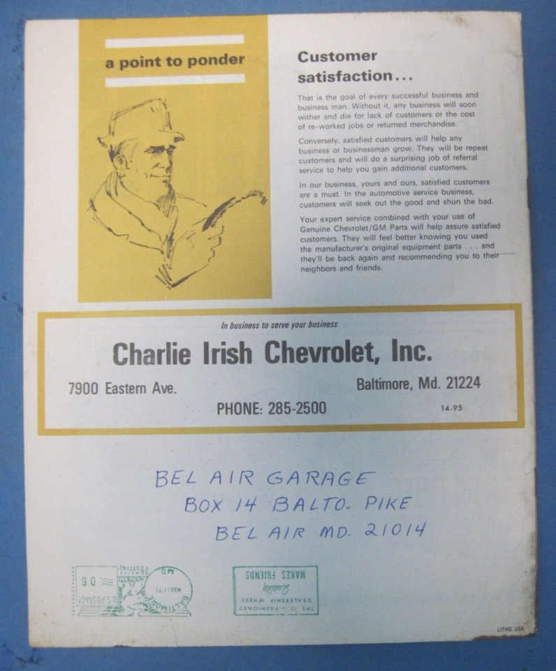 March 1971 Chevrolet Parts Mart mailer or flyer | eBay