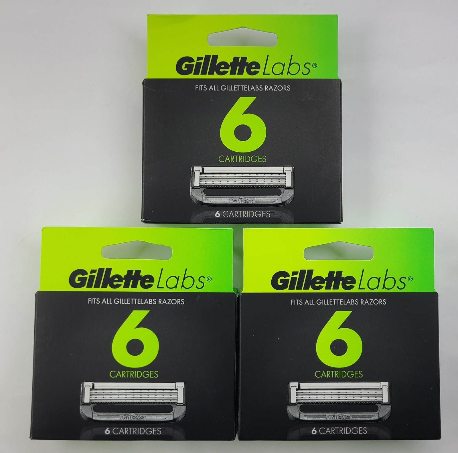 3x Gillette Labs Razor Blades 6 Refill Cartridges - 18 Cartridges Total ...