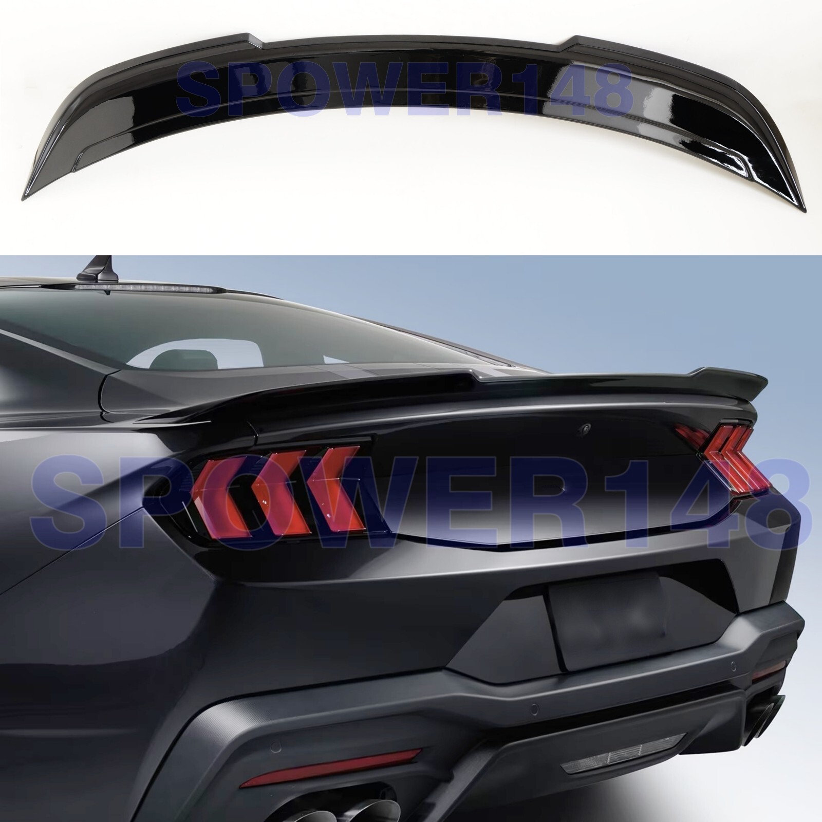 Fits 2024-26 Ford Mustang Track Pack Style Painted Black Rear Trunk ...
