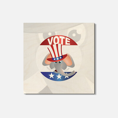 Republican Elephant Vote Political Label Animal 4'' X 4'' Square Wooden ...