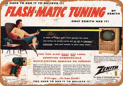 METAL SIGN - 1955 Zenith Flash-Matic Tuning First Television Remote ...