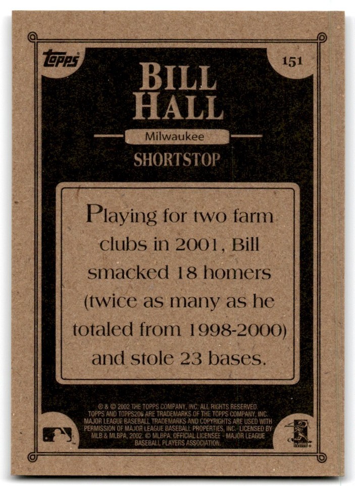 2002 Topps 206 Bill Hall Baseball Cards #151 | eBay