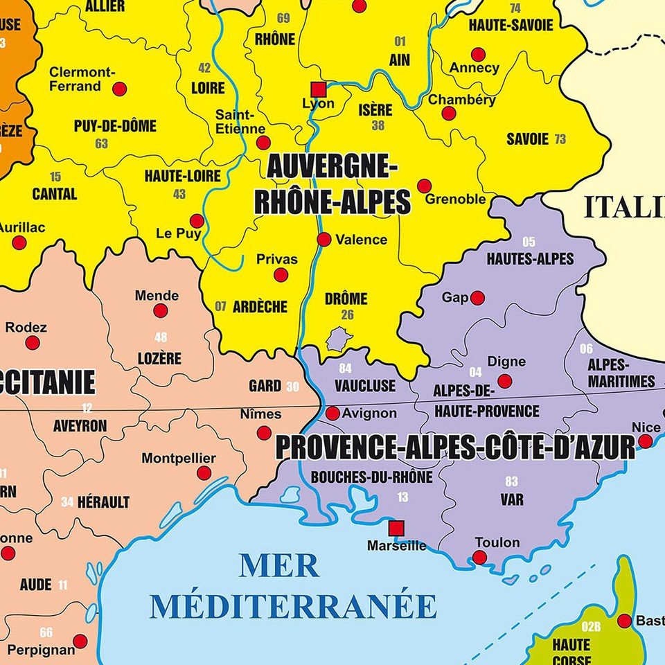 150x150cm France Map Administrative Detailed French Version Educational ...