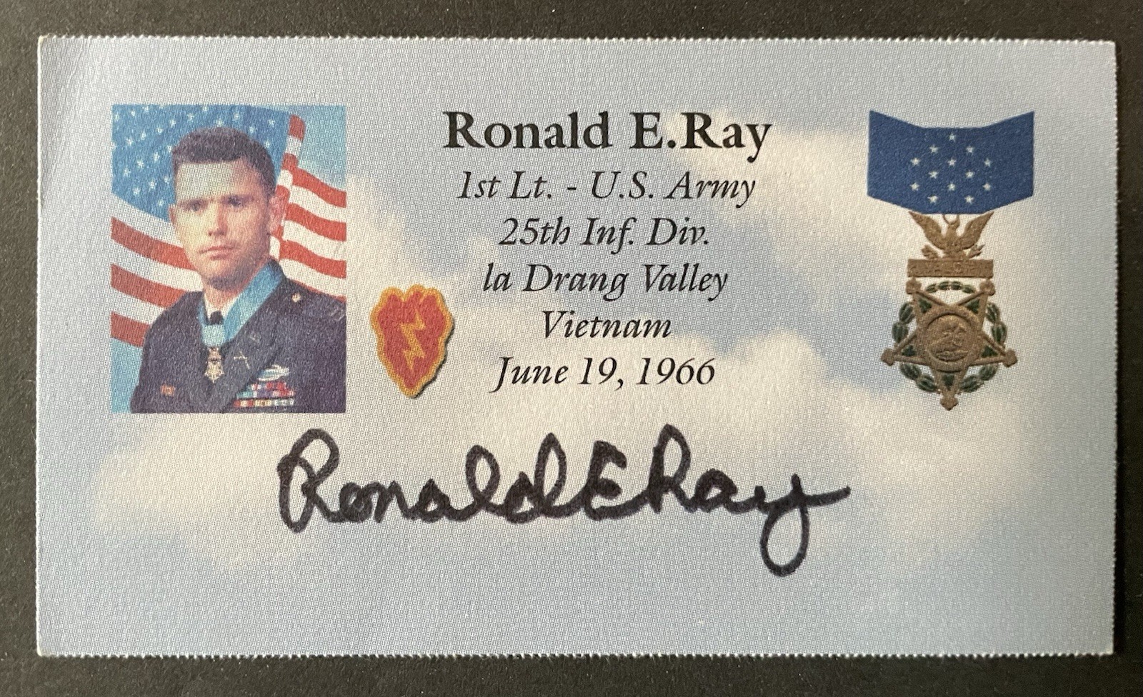 Ronald E Ray Medal Of Honor Signed Business Card | eBay