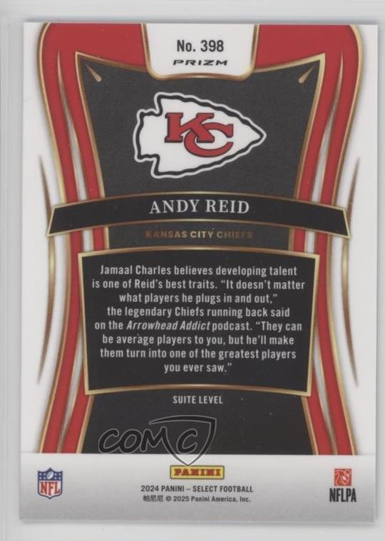 2024 Panini Select Suite Level Silver Prizm Andy Reid #398 1oa8 | eBay UK
