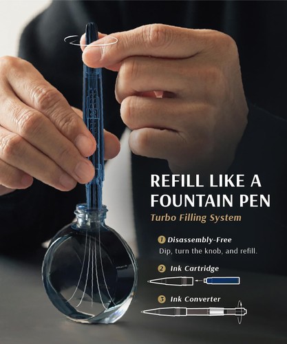 Submarine Brass Rollerball Pen - Turbo-Filling System, Refillable Tip ...