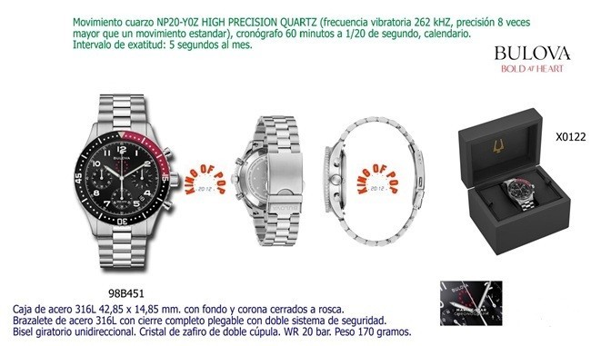 Bulova 98B451 Marine Star, Sapphire, QUARTZ, ANIVERSARY 1970, RED LOGO ...