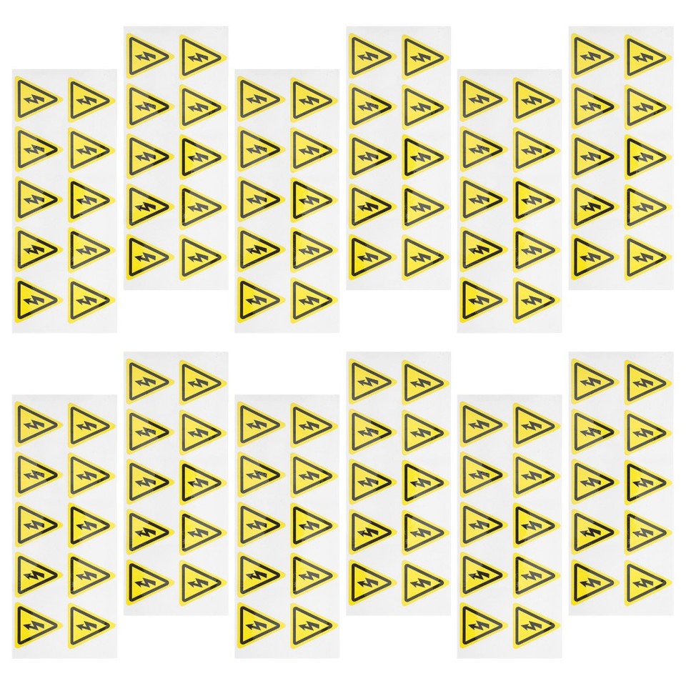 200pcs High Voltage Sign - Electrical Warning Stickers Yellow Triangle ...