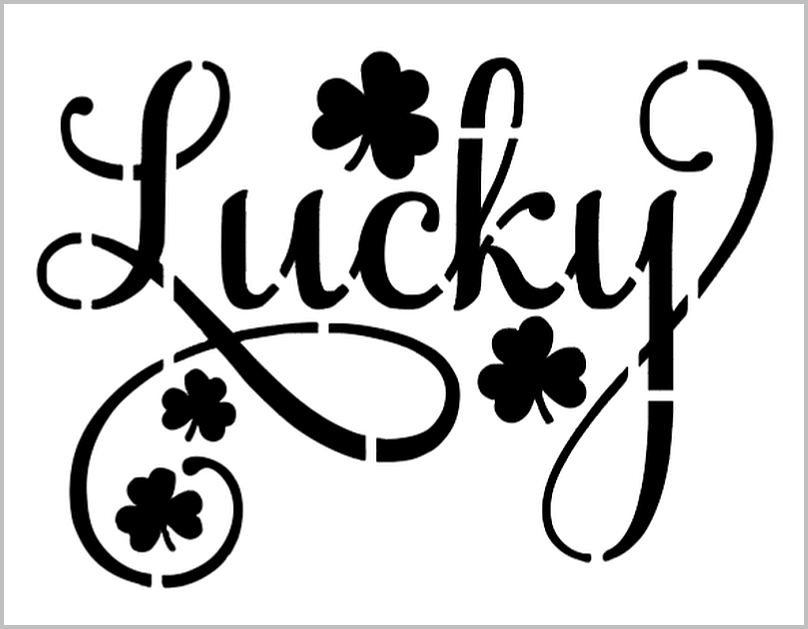LUCKY St Patrick's Day Stencil Shamrocks Saying 8 x 10 Reusable Sheet ...