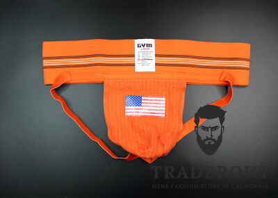 H.E.Arts USA flag custom print Gym Men orange jockstrap underwear size ...