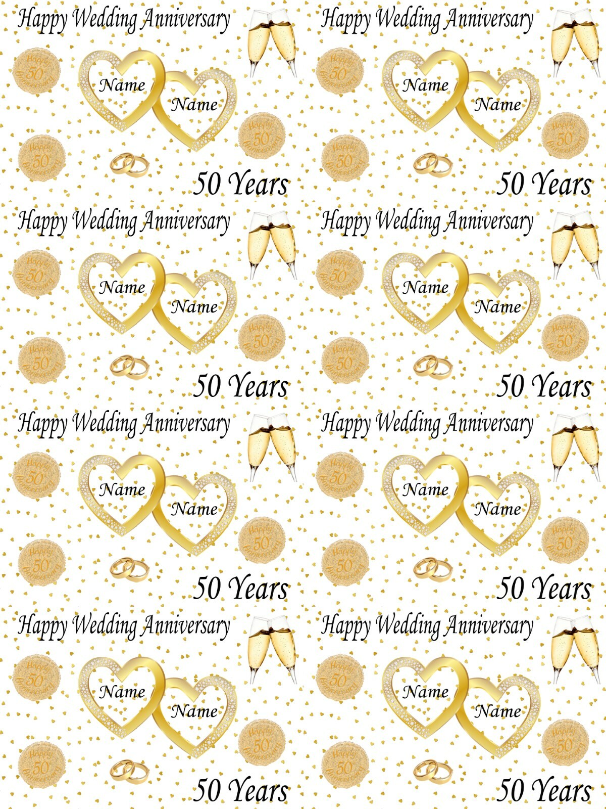 Personalised 50th Golden Wedding Anniversary Wrapping Paper ADD NAMES ...