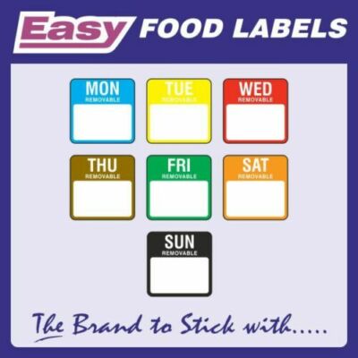 Day Dot Catering Food Date Rotation Hygiene Labels 25mm Squares Monday ...